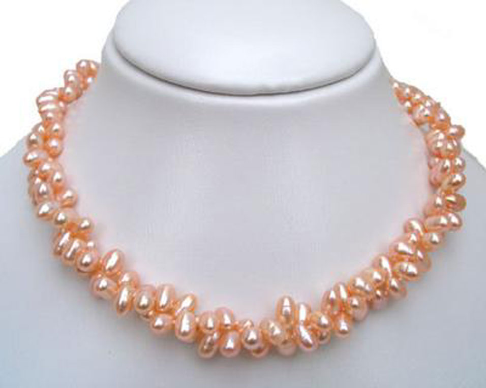 Double Strand White Pink or Lavender Doublet Pearl silver Necklace 17in