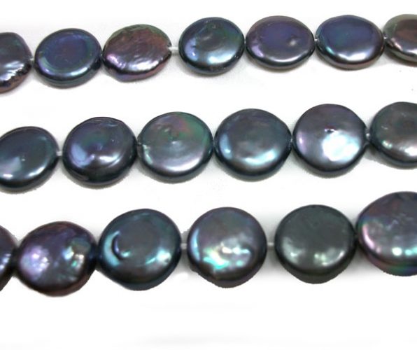 Black Coin Pearl Strands at 15-16mm