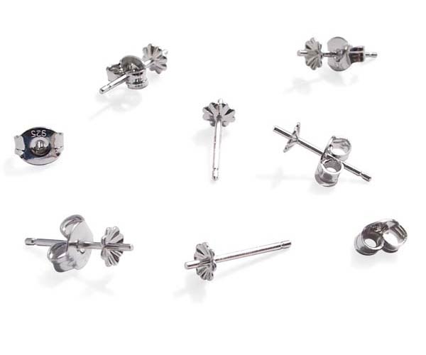 Pearl Earring Stud Setting 925 silver.