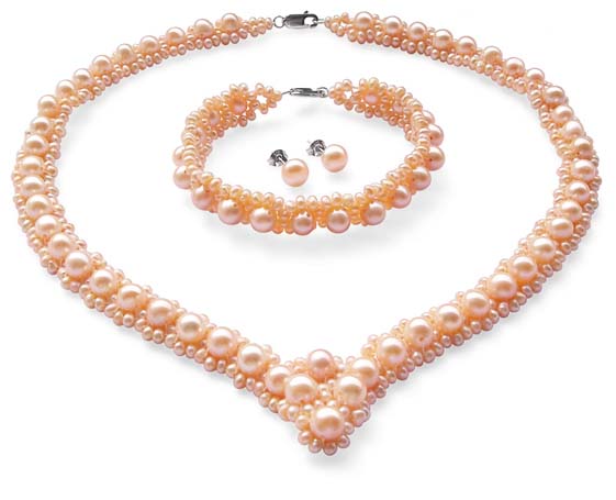 Bridal Pearl Matching Set in 925 Silver 3 Colors of Pearls