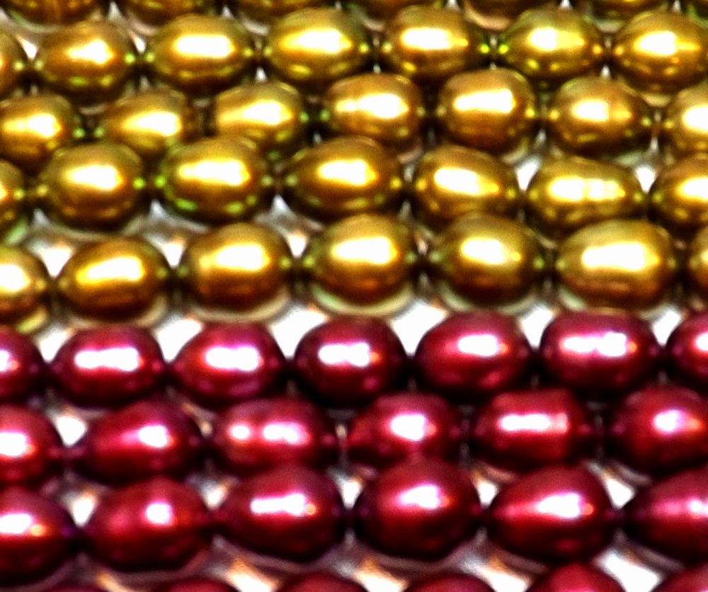 7-8mm Cranberry Red or Olive Green AAA- Quality Rice Pearls Large Hole